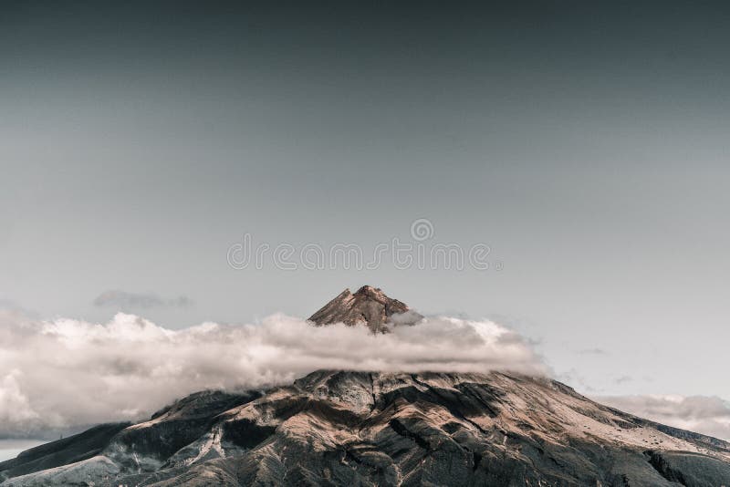 Rocky Big Mountain with Lights and Shadows Created by the Nice Fluffy ...