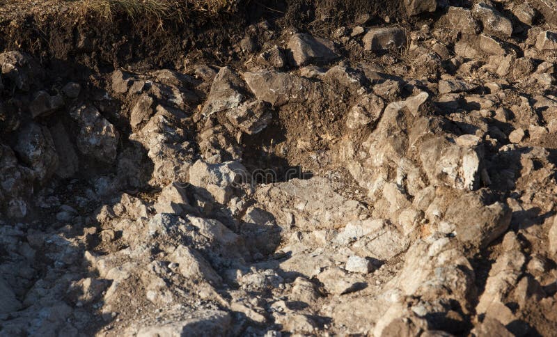 Rocky Bottom of an Archaeological Pit Dug on a Hillside in Search of ...