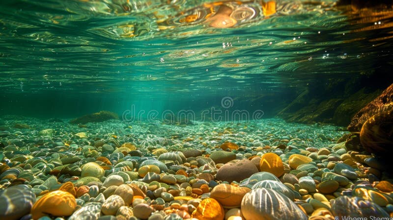 The Rocky Bottom Beneath the Water of a Mountain Lake Stock Photo ...