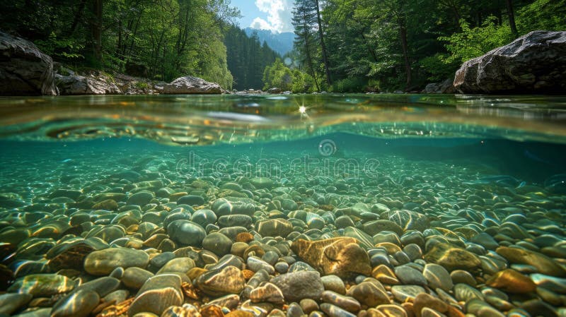 The Rocky Bottom Beneath the Water of a Mountain Lake Stock Photo ...