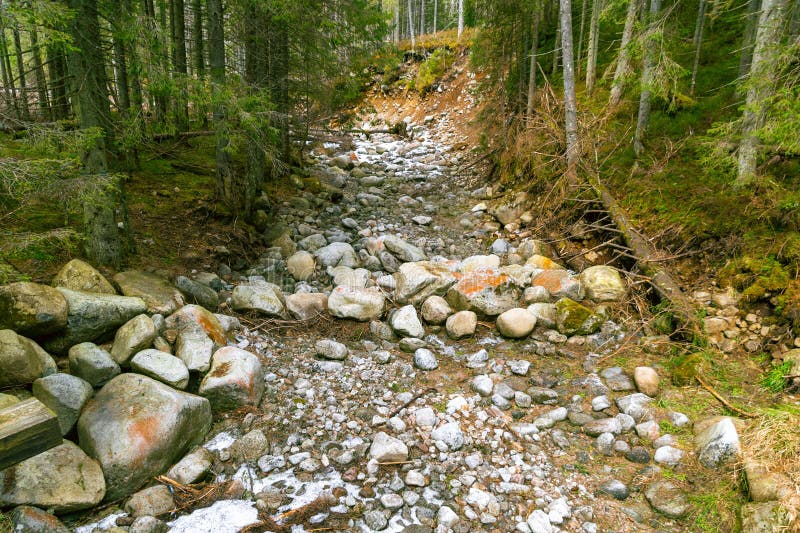 Rocky Bottom of a Mountain River without Water Stock Image - Image of ...