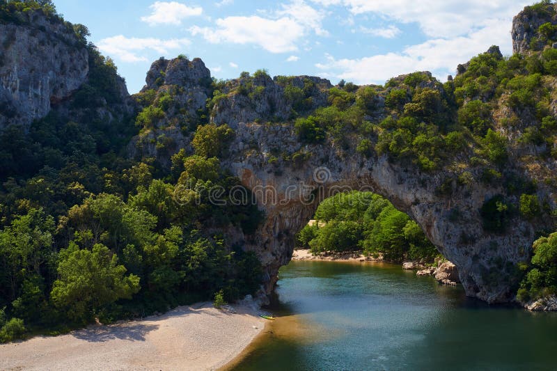 Rocky Bridge in the Gorge of the River Ardeche Stock Image - Image of ...