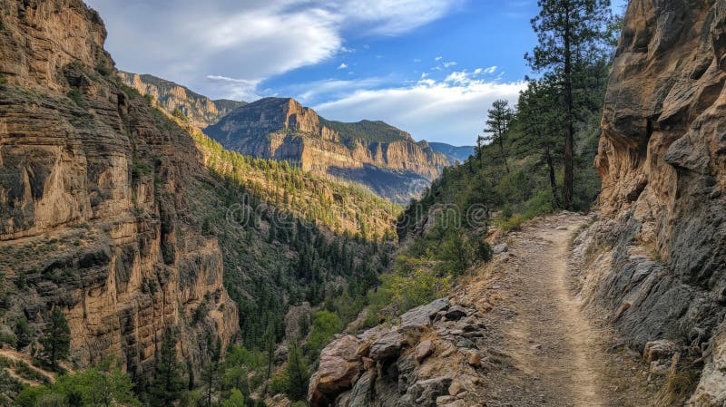 Rocky Canyon Trail Hiking Path Nature Landscape Stock Illustration ...