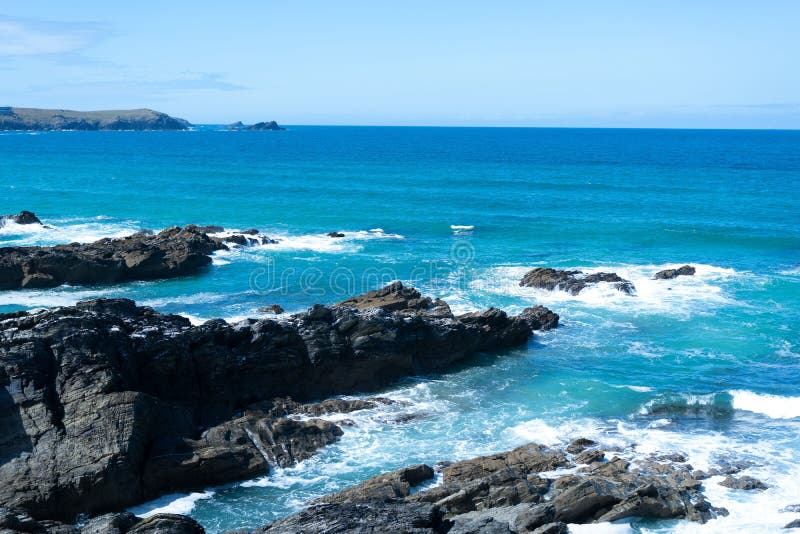 Rocky Cliff Near Near the Blue Ocean Stock Image - Image of travel ...