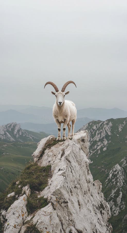 Majestic Mountain Goat Scenic Perch Rocky Cliff Stock Photos - Free ...