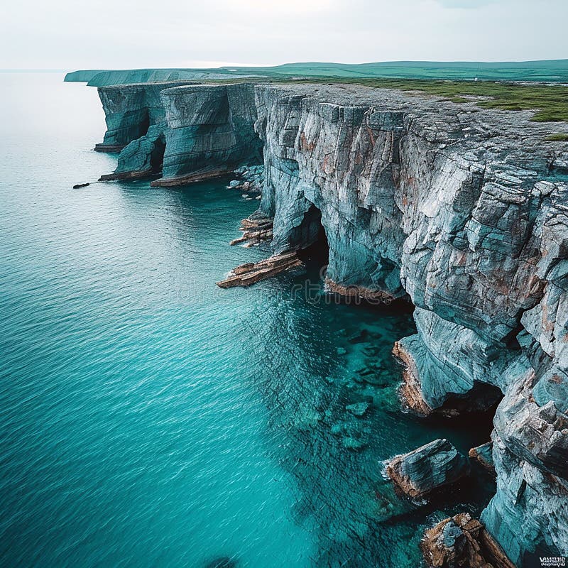 Rocky Cliffs and Rocky Beaches. AI Generative Stock Illustration ...