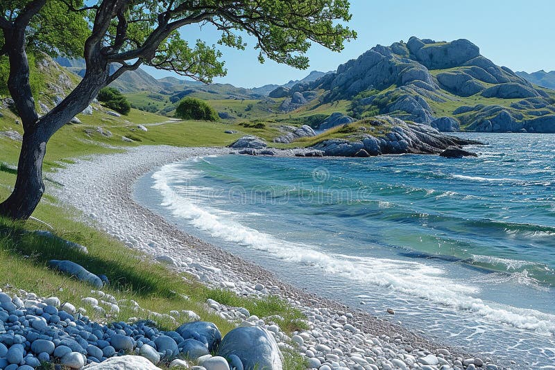 Rocky Cliffs and Rocky Beaches. AI Generative Stock Illustration ...