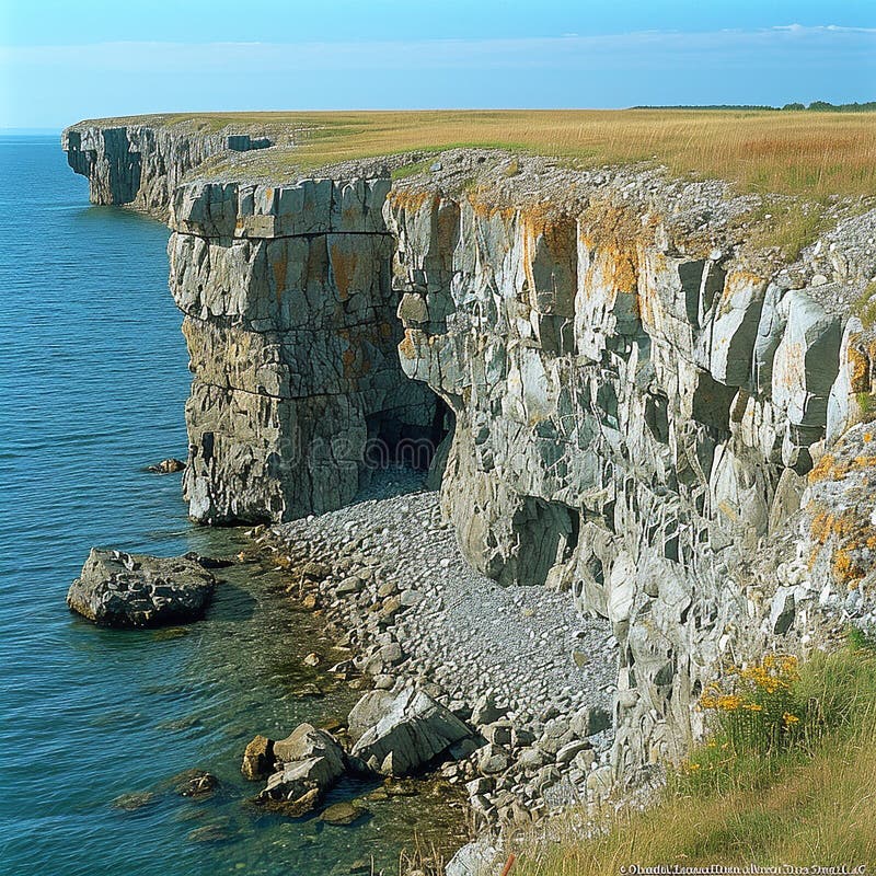 Rocky Cliffs and Rocky Beaches. AI Generative Stock Illustration ...