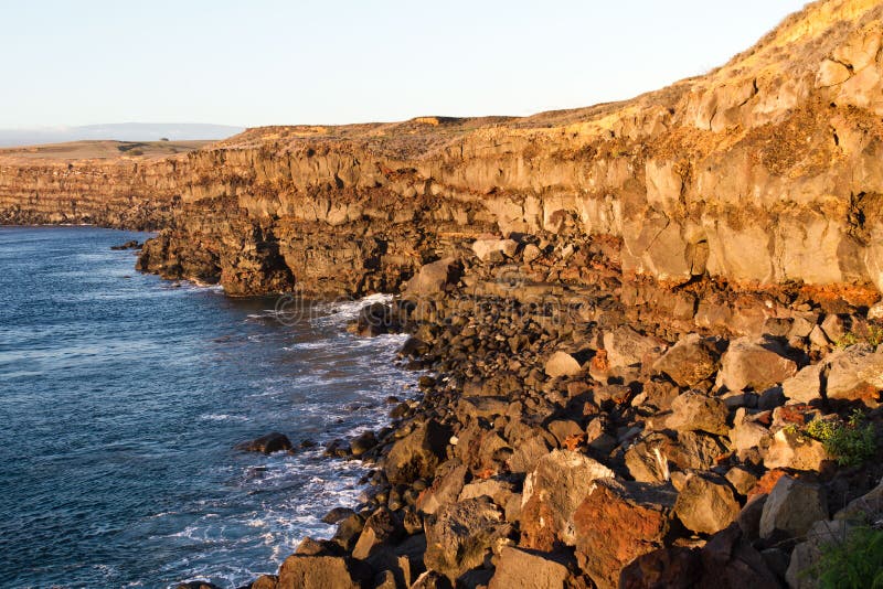 Rocky Cliffs at South Point Park on the Big Island Stock Image - Image ...