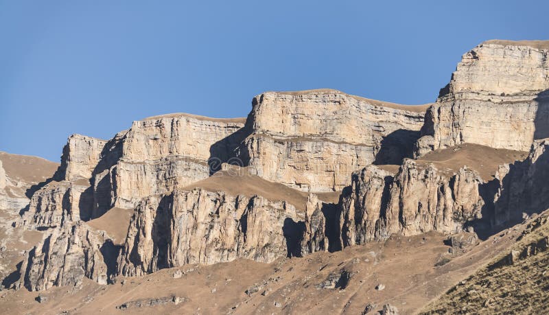 Rocky Cliffs and Steep Mountain Cliffs in the Mountains on an Autumn ...