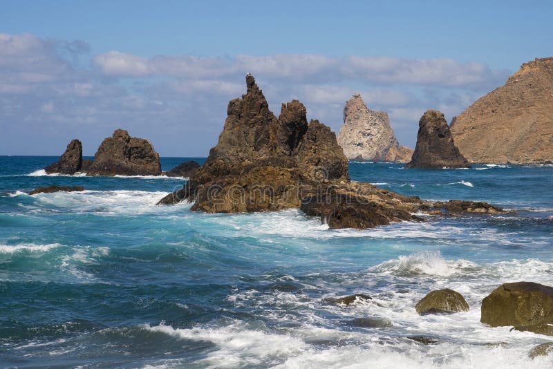 Rocky coast stock image. Image of waves, seascape, anaga - 27057063