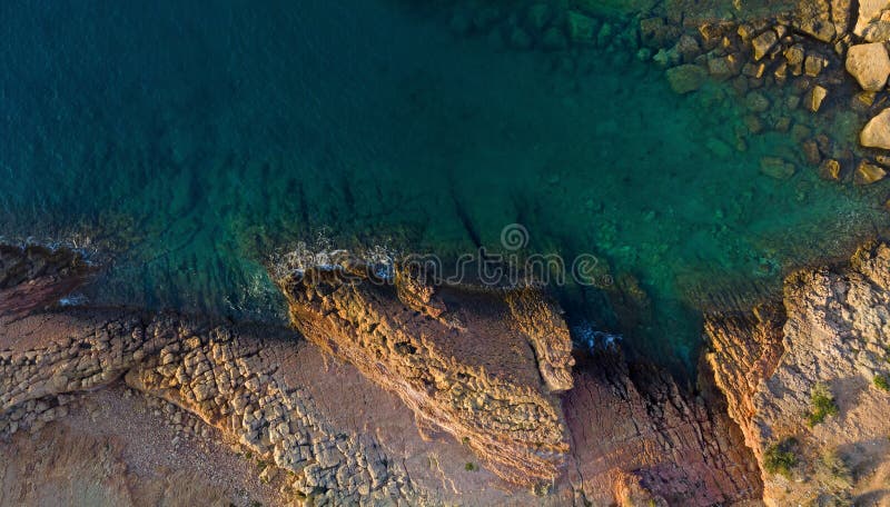 Rocky Coast from Above, Greece. Stock Image - Image of wave, greece ...