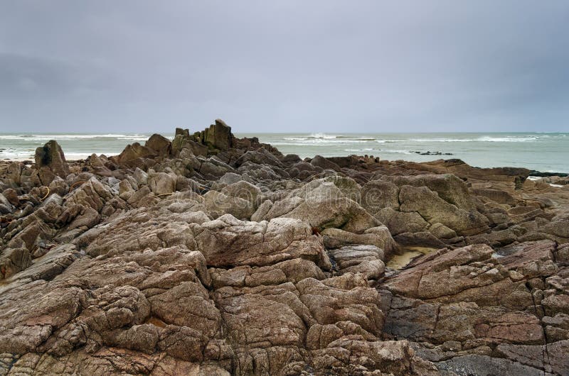 Rocky Coast of Audierne Bay Stock Photo - Image of stormy, colors ...