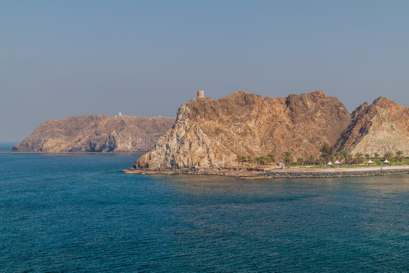 Rocky coast in Muscat, Om stock photo. Image of rock - 187511232
