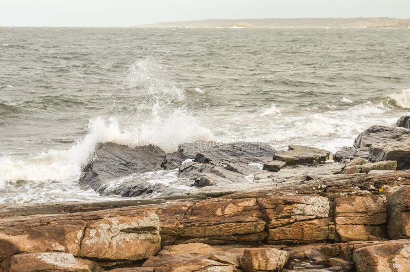 Rocky Coast With Stormy Waves Stock Image - Image of clear, horizon ...