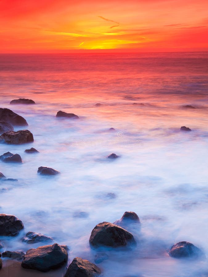 Rocky Coast Sunset stock photo. Image of beautiful, magenta - 13628406