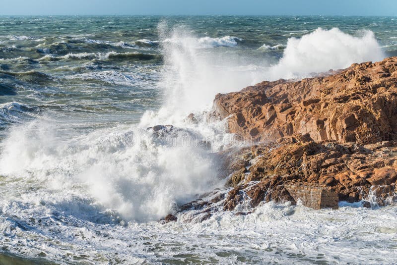 Rocky Coast in Tuscany during a Winter Storm Stock Image - Image of ...