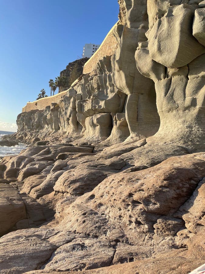 Rocky Coastal Cliffs with Unique Formations. Stock Photo - Image of ...