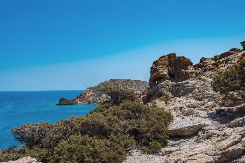 Rocky Coastline of Crete Island, Greece Stock Image - Image of massif ...