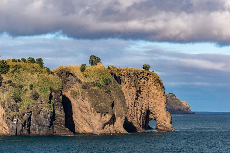 Rocky Coastline in Sao Miguel Island with Characteristic Rock Formation ... Rocky Coastline in Sao Miguel Island with Characteristic Rock Formation ...