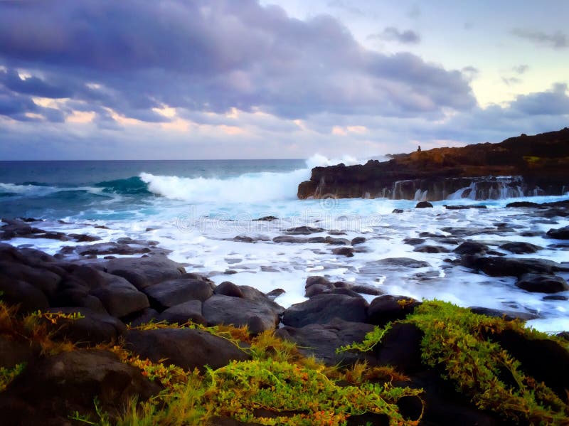 Rocky cove stock photo. Image of kauai, cove, breaking - 71772252