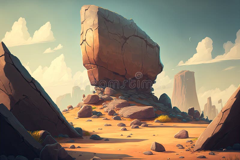 Rocky and Desert Landscape Flat Cartoon Style Made with Generative AI ...