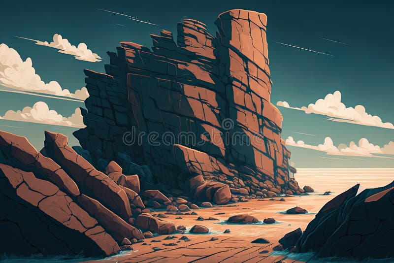 Rocky and Desert Landscape Flat Cartoon Style Made with Generative AI ...