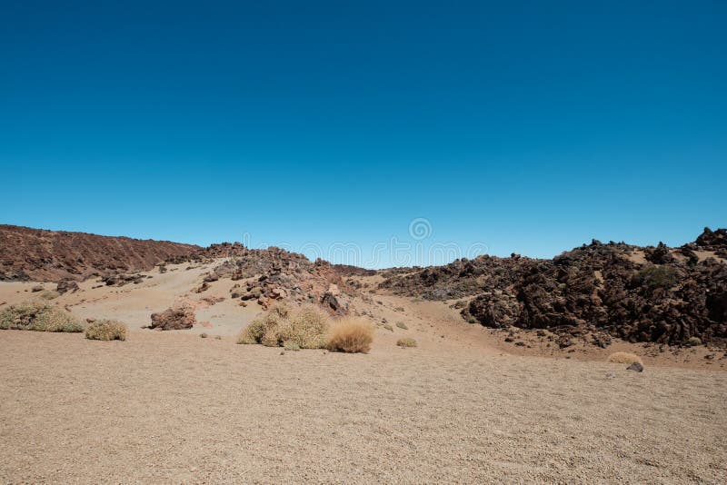 Rocky Desert Landscape with Rocks and Blue Sky Copy Space - Stock Photo ...