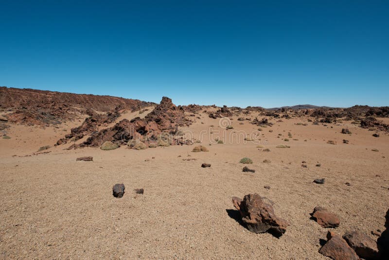 Rocky Desert Landscape with Rocks and Blue Sky Copy Space - Stock Image ...
