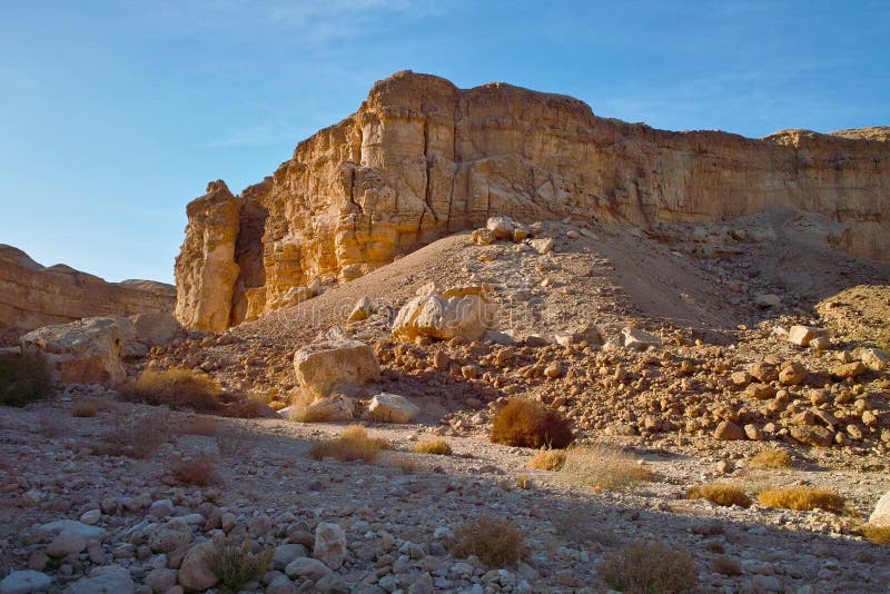 Rocky Desert Landscape at Sunset Stock Photo - Image of dark, israel ...