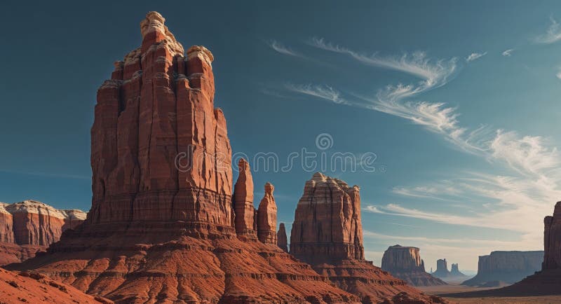 Rocky Desert Landscape with Towering Sandstone Formations Dramatic ...