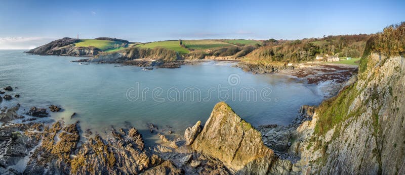 Rocky Foreshore, Gribbin Head, Cornwall, UK Stock Photo - Image of ...