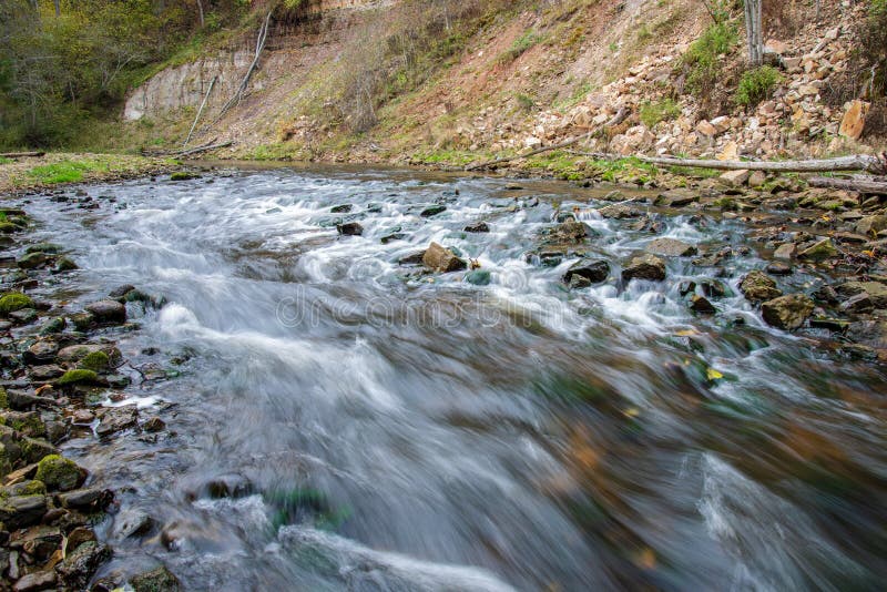 Rocky Forest River with Low Stream in Summer Stock Image - Image of ...