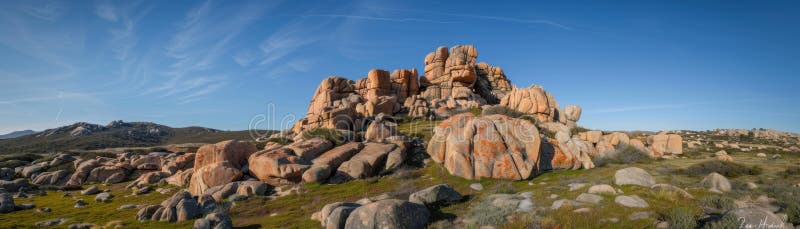 A Rocky Hillside with a Large Rock in the Foreground Stock Illustration ...