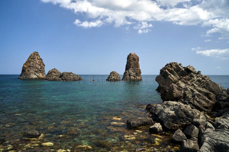 Rocky Islet on the Cyclops Coast on the Island of Sicily Stock Photo ...