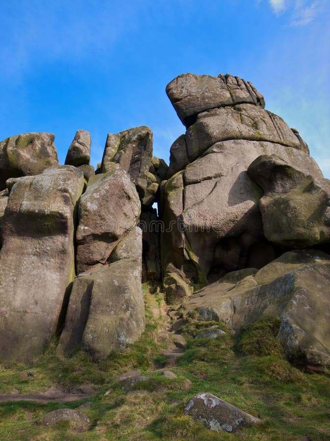Rocky Landscape with a Blue Sky Stock Photo - Image of derbyshire ...