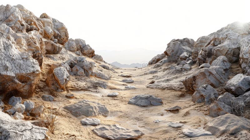 Rocky Landscape with Sandy Path between Formations at Sunrise Stock ...