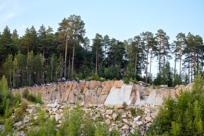 Rocky Landscape in a Sandy Stone Quarry, Trees on the Rocks Stock Image ...