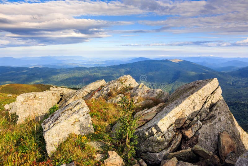 Rocky Ledge at the Mountain Top Stock Photo - Image of mountain, grass ...