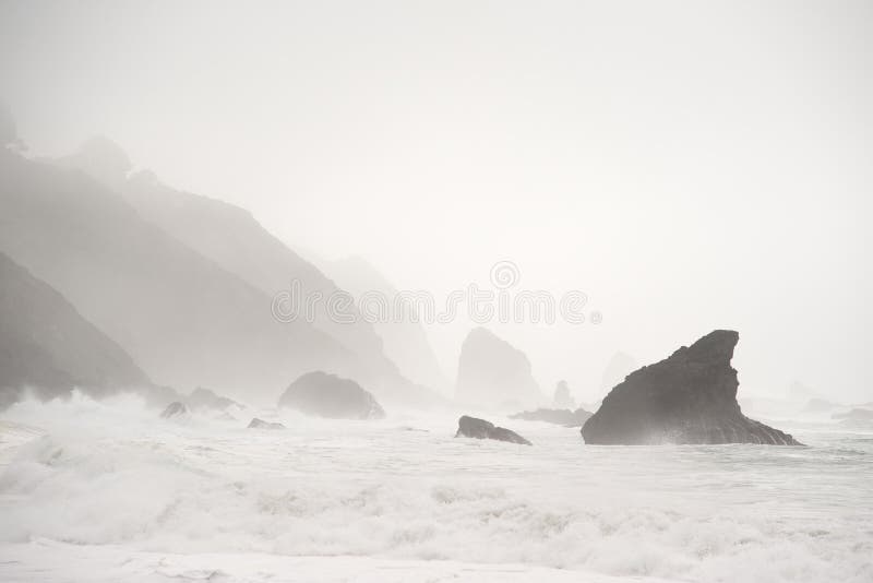 Rocky Mendocine Shore in Fog Stock Photo - Image of jagged, shore: 11991294