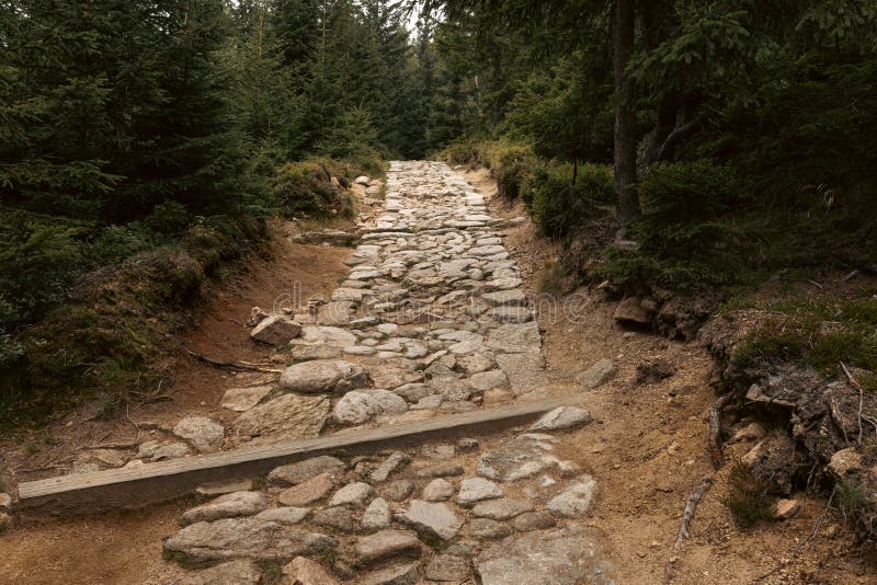 Rocky Mountain Path in Karkonosze National Park Stock Photo - Image of ...
