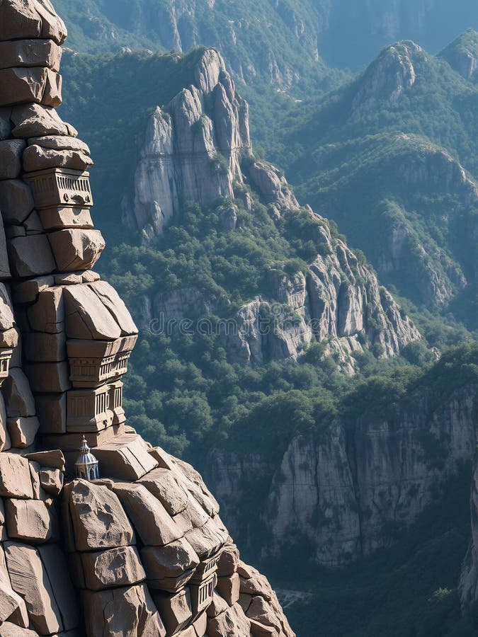 A Rocky Mountain Peak with a Structure Built into it Overlooking a ...