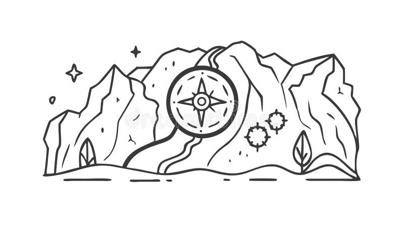 Rocky Mountain Range with Textured Lines, Outline Art, Vector Design ...