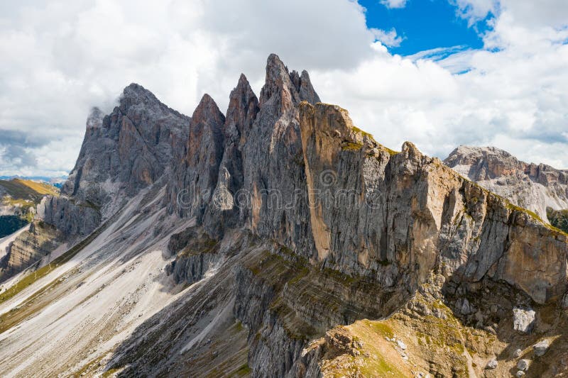 Rocky Mountains of Seceda in Sunny Day Stock Photo - Image of sunny ...