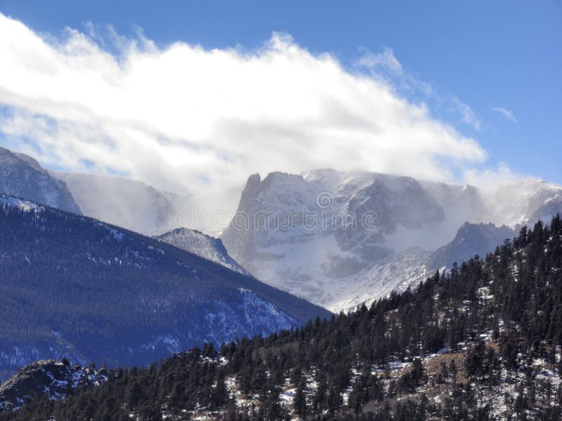 Rocky Mountains Snow Capped Peaks Above Treeline Stock Photos - Free ...
