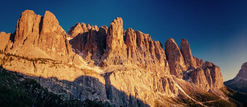 Rocky Mountains at Sunset. Dolomite Alps Italy Stock Photo - Image of ...