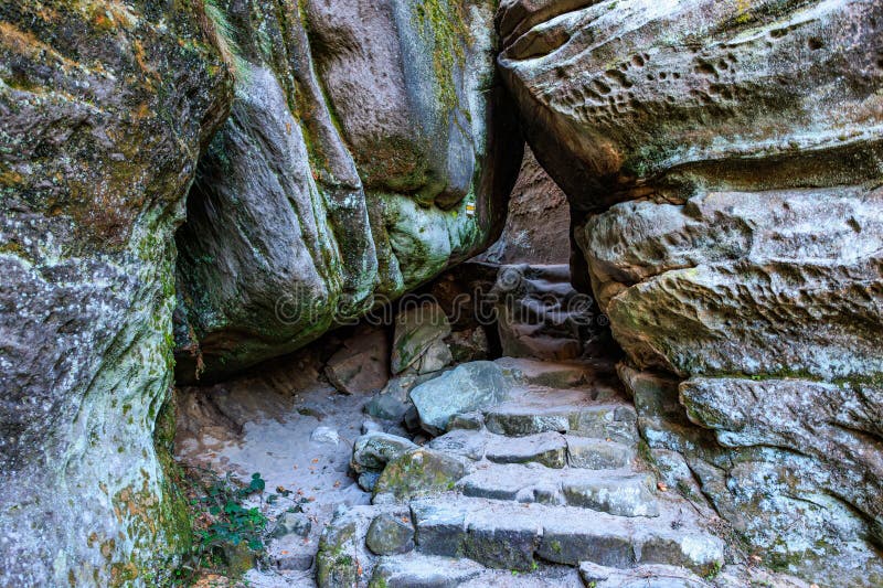 Rocky Path through Ancient Stone Passageway in Natural Cave Environment ...