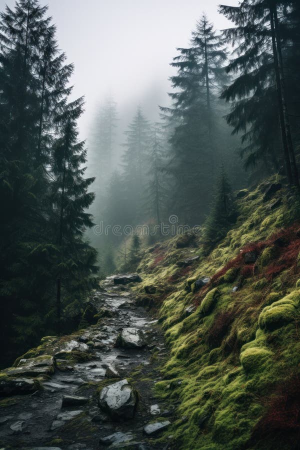 A Rocky Path through a Forest Stock Illustration - Illustration of ...