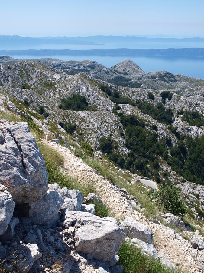 A Rocky Path on a Top of Mountain with a View of Sea Stock Photo ...