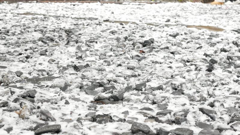 Rocky Pathway with Snowfall or First Snow Fallinng on the Ground ...